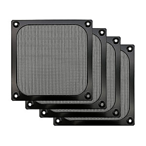 120mm Computer Fan Filter Grills with Screws, Ultra Fine Aluminum Mesh, Black Color - 4 Pack