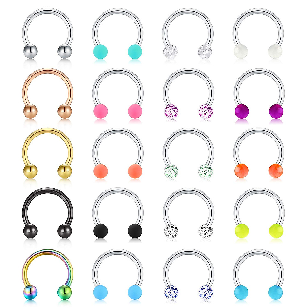 Mayhoop 16G Stainless Steel Horseshoe Nose Septum Rings Piercing Jewelry Cartilage Helix Tragus Earring Hoop Lip Horseshoe Piercing Retainer for Women Men 10mm 3/8"