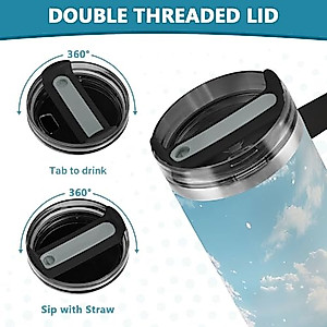 FRCSDIY Lakeside Tree Insulated Tumbler with Handle and Straw Lid,30oz Leakproof Stainless Steel Cup BPA-Free Water Bottle