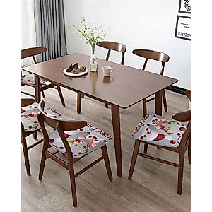 Santa Claus Chair Seat Covers for Dining Room Stretch Chair Seat Covers Set of 6, Chair Seat Protector Cushion Slipcovers for Kitchen Restaurant Office Red Grey Christmas Elk Ball Pine Silver