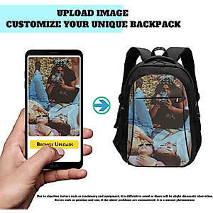 Custom Backpack Personalized Laptop Backpack for Women Men Customized Casual Daypack Add Your Logo Picture Photo Image Text Name on Computer Bag
