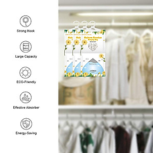 CANAGER Hanging Moisture Absorber, Fresh Scent Moistureproof Desiccant Hanging Bag，Dehumidifier Bag (8 packs) Hanging Closet Dehumidifier Bags, Moisture Absorb 12.5 oz