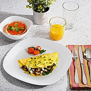 Dinnerware Set, MEKY 18-piece Opal Dishes Sets Service for 6|11" Plates|6" Bowl Sets | Dish Sets-Square