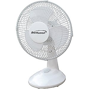 Brentwood Kool Zone F9DW 9" Oscillating Desk Fan, One Size, White