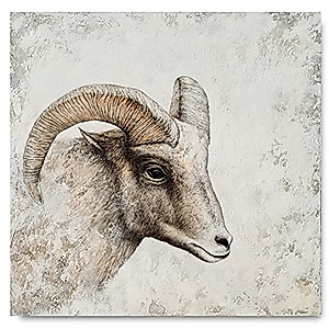 YHSKY ARTS Rustic Animal Canvas Wall Art with Textured Modern Sheep Paintings Contemporary Animal Pictures Square Artwork for Farmhouse Living Room Bedroom Bathroom Decor
