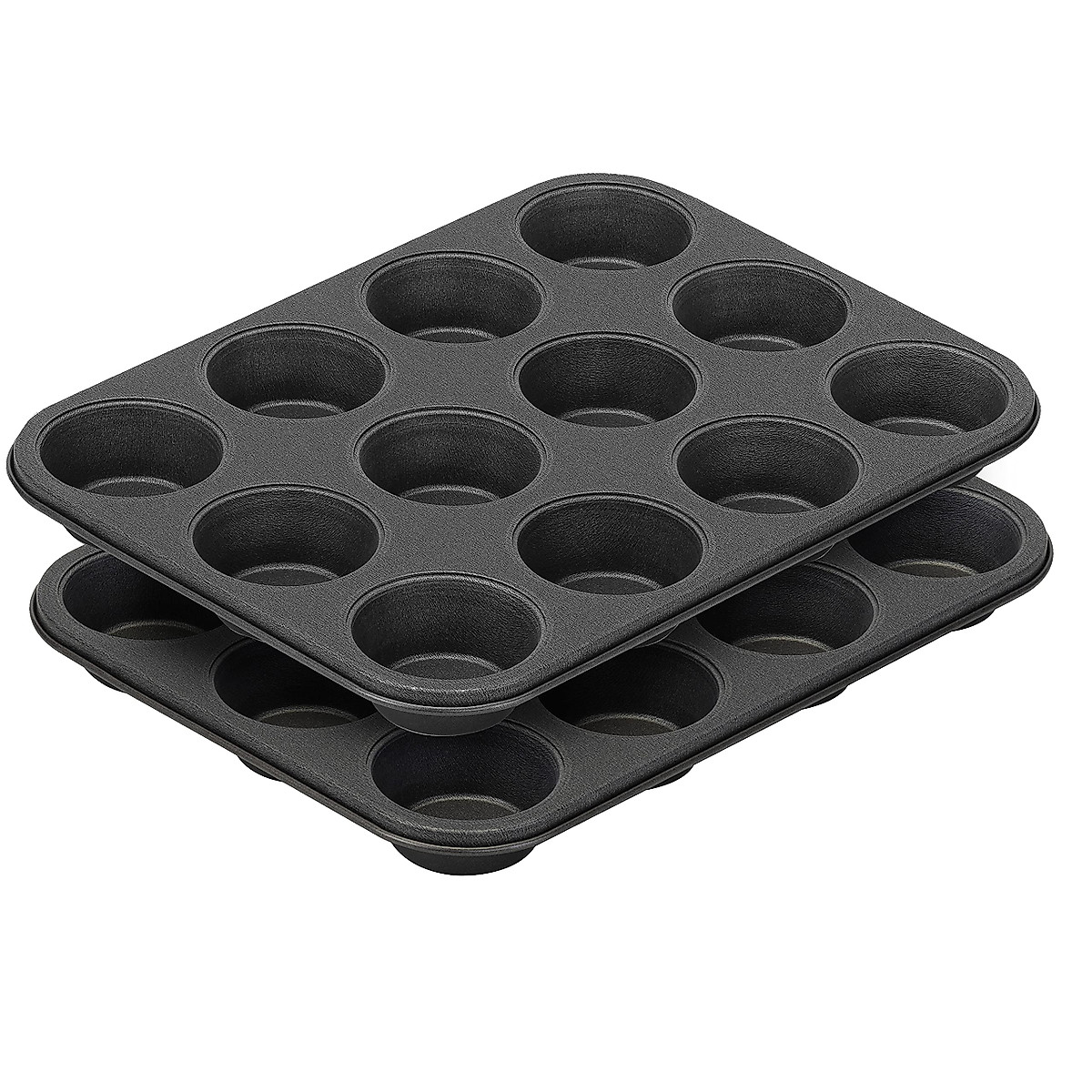G & S Metal Products Company ProBake Set of Two Teflon Xtra Nonstick 12-Cup Muffin Pans, Dark Gray, PB230-AZ