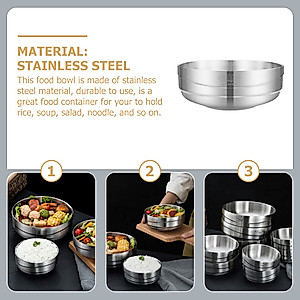 Veemoon Stainless Steel Soup Bowls Korean Ramen Container Noodle Bowl Oatmeal Dessert Bowl Seasoning Serving Bowls Appetizer Bowls for Home Restaurant Buffet Supplies