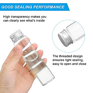 PATIKIL 80ml Plastic Test Tubes with Screw Caps, 6Pcs 128x33mm Flat Bottom Tubes for Scientific Party Decoration Candy Bead Storage Bath Salt, Silver Tone