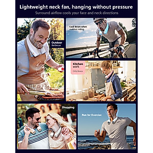 Heelkl AI Neck Fan, 4 Speeds Adjustable Portable Personal Fan Rechargeable, 4000 mAh Battery Faster Cooling Wearable Fan, Ultra Quiet for Home, Office, Travel, Outdoor