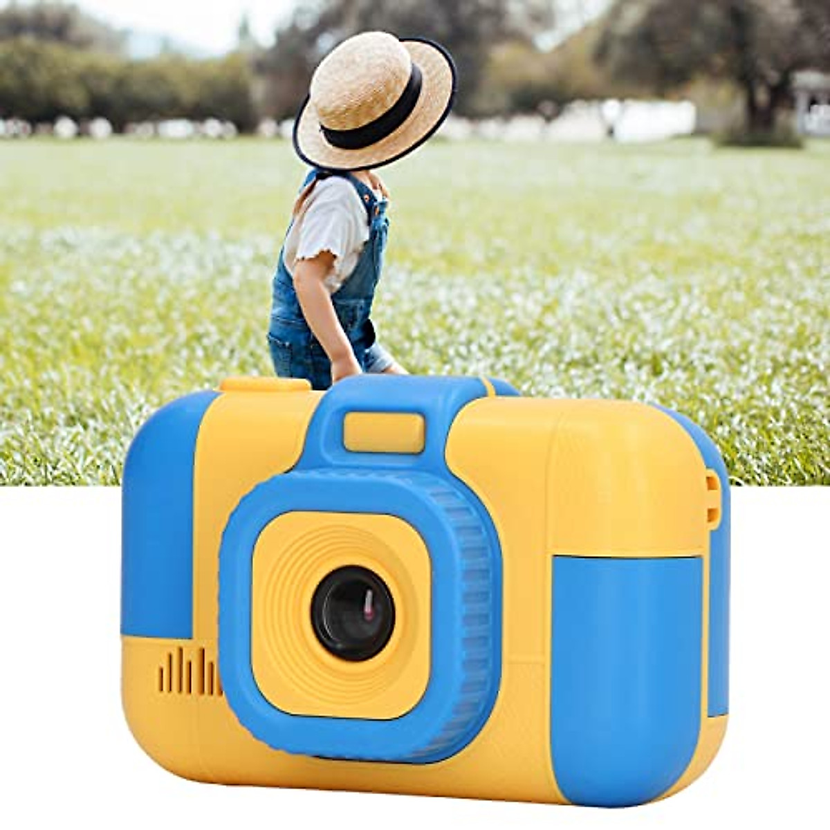 Kids Digital Camera, Dual Cameras 40MP Support Video Recording Round Lovely Childrens Camera Portable ABS Kids Digital Camera with Cartoon Photo Frame