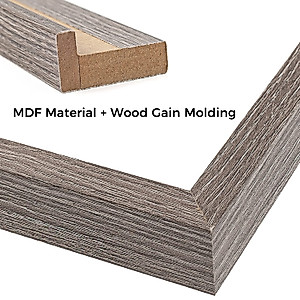 Golden State Art, 16x20 Picture Frame - Ivory Mat for 11x14 Photos - Grey Wood Grain Style - Wall Display - Great for Poster, Weddings Photos, Family Pictures, Memories, Gift