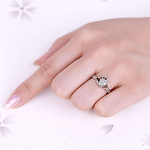 JO WISDOM 925 Sterling Silver Cubic Zirconia Rose Gold Claddagh Heart Promise Ring Size 8