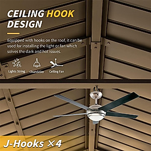 Evedy 12' x20' Wood Hardtop Gazebo, Solid Wood Hardtop Pavilion, Galvanized Steel Gable Roof Gazebo Pergola with Wood Grain Aluminum Frame, for Patio, Lawn, Garden, Easy Installation