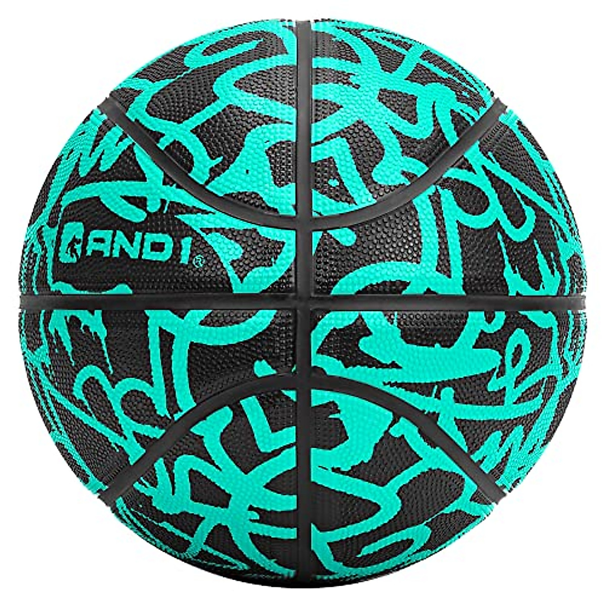 AND1 Fantom Rubber Basketball & Pump (Graffiti Series)- Official Size 7 (29.5”) Streetball, Made for Indoor and Outdoor Basketball Games (Mint)