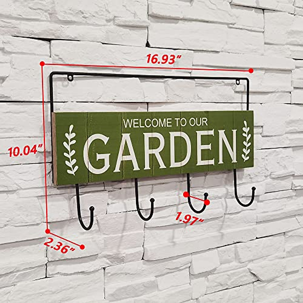 YY YEARCHY Garden Tool Rack Decorative Wall Mounted Storage Organizer Hanger Holder Stand (16.93"x10.04"x2.36", Green)