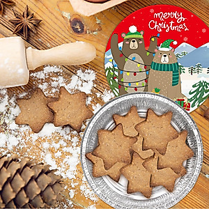 WorldBazaar Christmas Aluminum Food Containers with Lids 36PCS Christmas Disposable Lefover Containers Round Holiday Foil Tins Food Storage Pan Christmas Party Supplies