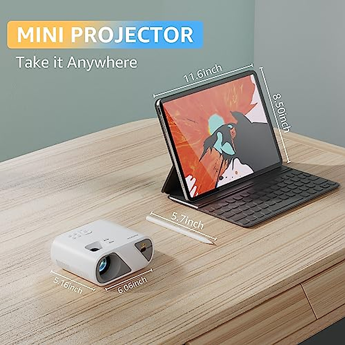 Mini Full HD Projector, Portable Movie Home Outdoor Projector, Compatible with HDMI, USB, Laptop, TV Stick, PS5, iOS & Android, U Disk, Game Console