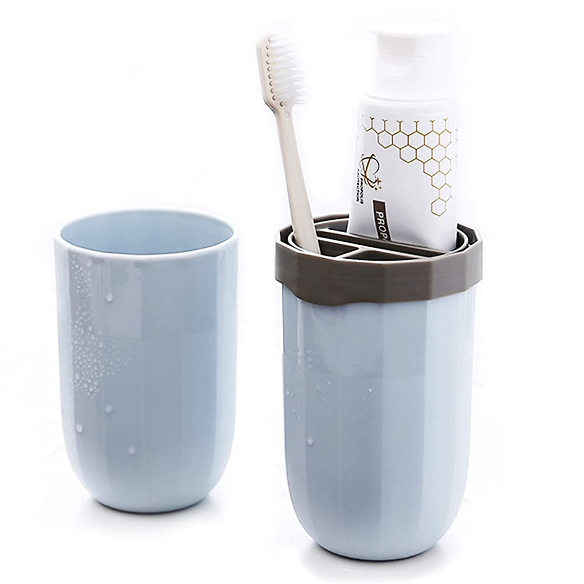 Travel Toothbrush Cup Case, Portable Plastic Toothbrush Holder Case Toothbrush Travel Containers with Cover Toothpaste Storage Box for Travel Business Trip Home Camping School Daily Uses