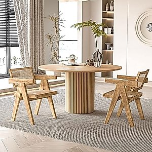 SIMTONAL Round Dining Table Modern Wood Kitchen Table 35'' Circular Tabletop for Leisure Coffee Table,35''L x 35''W x 29.9''H