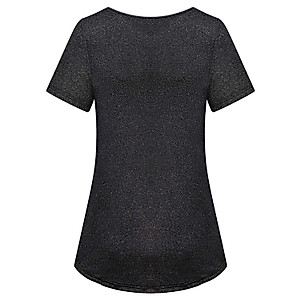 Dry Fit Shirt Women,Cucuchy Exercise Tops Loose Fitting Workout Shirts Short Sleeve Performance Yoga Tunics Oversized Outdoor Plus Active Tees Golf Cycling Hiking Clothes Black 2XL