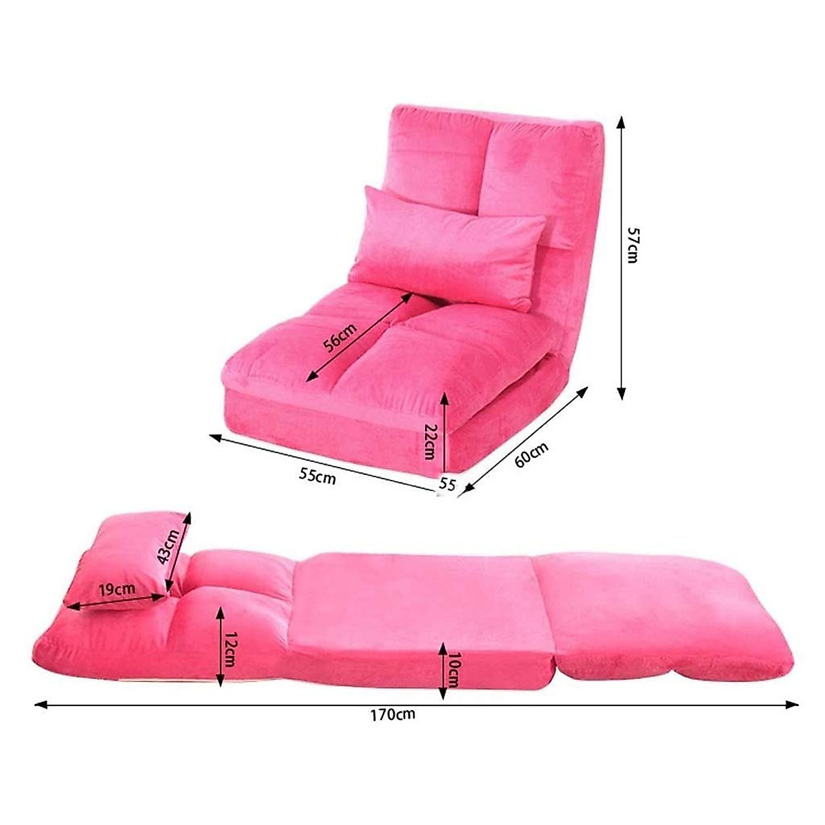 WXBDD Lazy Sofa, Tatami Folding Single Sofa Bed Creative Bedroom Multifunctional Sofa
