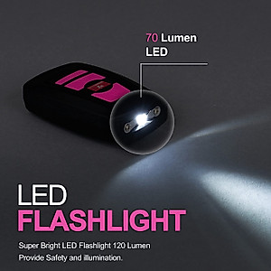 Avenger Defense Portable Car Keychain Stun Gun for Women - Rechargeable LED Flashlight with Wrist Strap (Cameo Pink, Plastic)