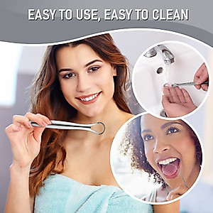 HLFLYG 4 Pack Tongue Scraper, Hygienic Seal-Pack, Professional Eliminate Bad Breath, Stainless Steel Tongue Scrapers, Effectively Improve Oral And Gut Health -silver