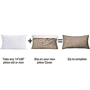 Home Soft Things Textured Velvet Pillow Covers Set of 2, 14'' x 26'', Simple Taupe, Lumbar Modern Decorative Throw Pillow Covers for Couch Sofa