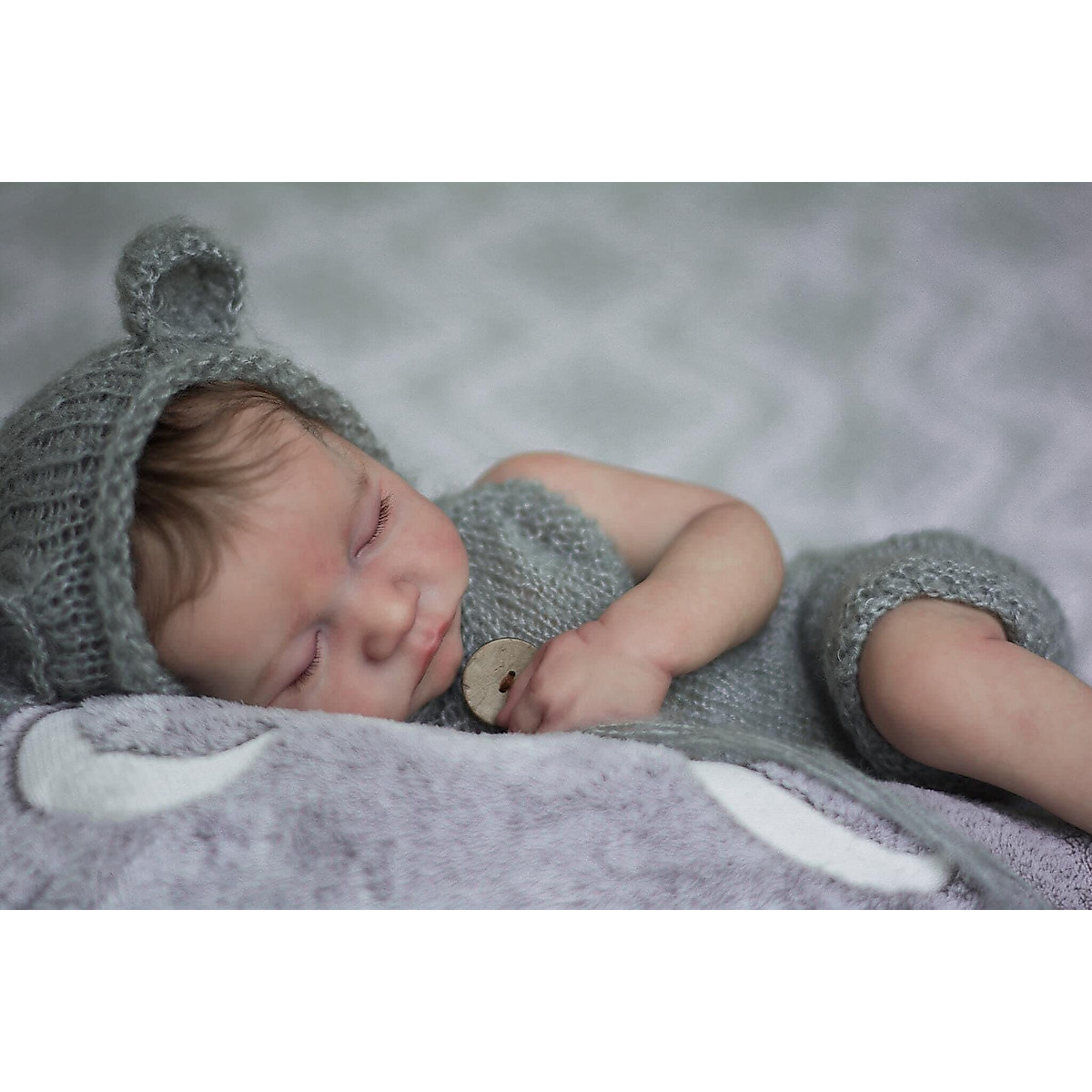 RXDOLL Sleeping Newborn Boy Doll 19 inch Soft Vinyl Silicone Full Body Reborn Baby Dolls Anatomically Correct Baby Boy Realistic Baby Doll Lifelike Reborn Bebe Doll Xmas Gifts