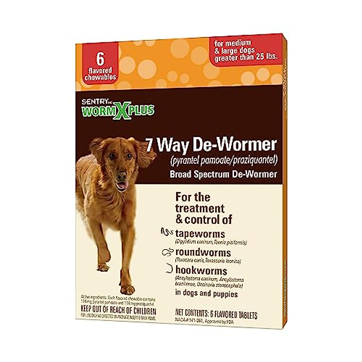 SENTRY Worm X Plus 7 Way DeWormer Large Dogs (6 count) Package may vary