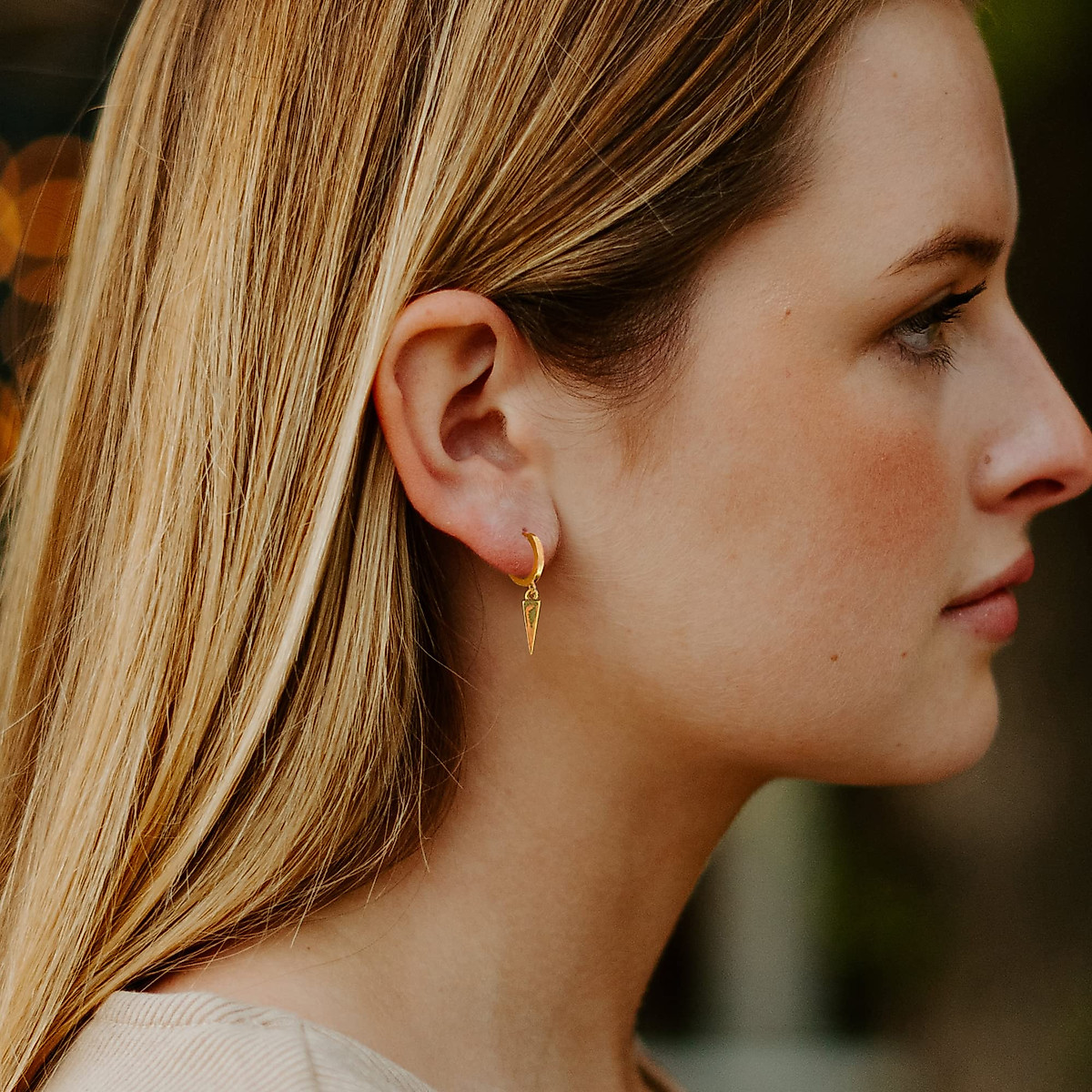 SANNYRA Spike Earrings for Women - 14K Gold Plated Earrings - Hoop Dangle Earrings Jewelry - Gold Huggie Hoop Earrings for Women