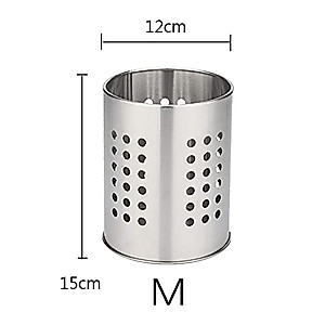 Yalych Utensil Caddy Creative Stainless Steel Cutlery Holder ，Drainer Rack Chopsticks Tube Kitchen Storage Box， Spoon Fork Cutlery Shelf Organizer Pen Holder (Size : Medium)