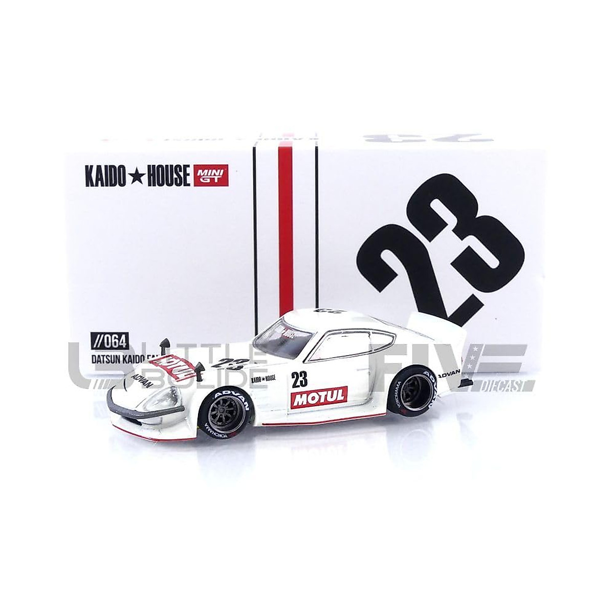 True Scale Miniatures Model Car Compatible with Nissan Fairlady Z Datsun MOTUL V3 White Limited Edition 1/64 Diecast Model Car Kaido House KHMG064
