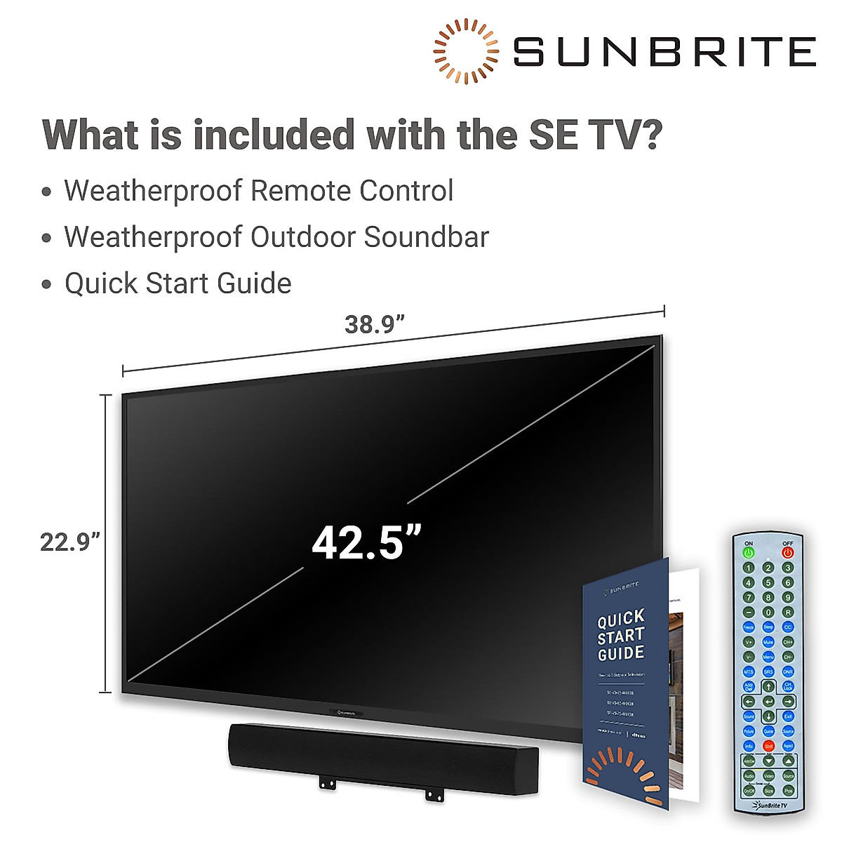 SunBrite SE 43-inch Partial Sun Outdoor TV | 4K Ultra HD LED Weatherproof Television - includes Speaker bar (SB-SE-43-4K-BL)