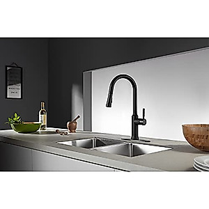 Kingston Brass LS2720DKL Kaiser Pull-Down Sprayer Kitchen Faucet, 8 Inch in Spout Reach, Matte Black