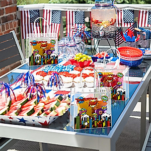 Aliceset 20 Pcs Hero Clear Favor Bags with Handles Hero Party PVC Treat Bags Boom Hero Theme Plastic Gift Bags for Birthday Party Rewards Supplies, 8 x 8 x 3.15 Inch