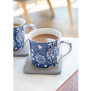 V&A Coffee and Tea Mugs, Porcelain Bone China Mug, William Morris Wild Tulip Design, 300ml, Set of 2, Gift Boxed