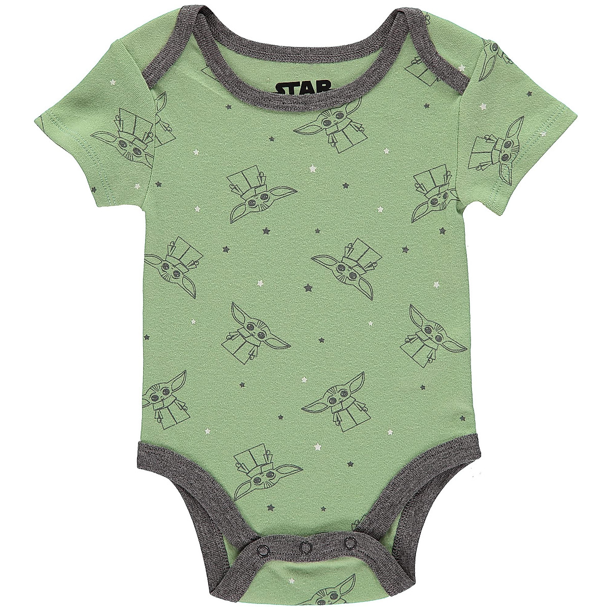 STAR WARS Mandalorian The Child Baby Boys One Piece Bodysuit Three Pack - Baby Yoda Baby Clothes (Green/White/Grey, 3-6 Months)