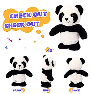 Easfan Talking Panda Repeats What You Say Electric Walking Singing Stuffed Animal Interactive Funny Plush Toy Musical Speaking Animated Toy Birthday for Kids Boys Girls, 8"