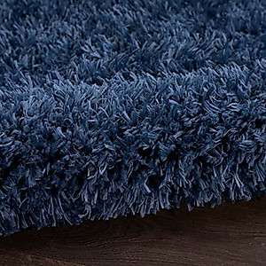 Nourison Lush Shag Modern & Contemporary Denim 5'3" x 7'3" Area -Rug, Easy -Cleaning, Non Shedding, Bed Room, Living Room, Dining Room, Kitchen (5x7)