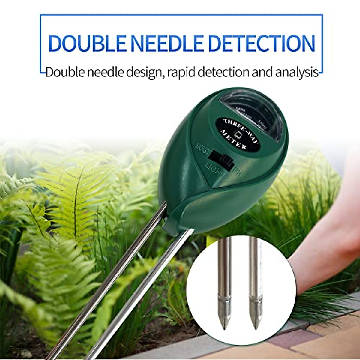 3 in 1 Soil PH Meter Soil Moisture Light PH Tester for Indoor Outdoor House Potted Plants Care,Garden nutrients,Farming,Lawn,Gardening Tool Kits,Soil Hygrometer Sensor No Battery Needed