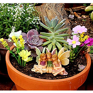PRETMANNS Fairies for Fairy Garden - Garden Fairy Figurines - Garden Fairies for a Miniature Fairy Garden - Adorable Sitting Fairy Garden Fairies - 1 Piece Sister Fairies
