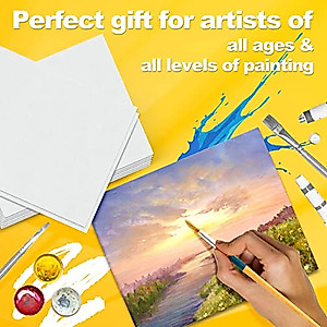 Canvas Panels 12 Pack 8x10 Inch, 100% Cotton 12.3 oz Triple Primed Canvases for Painting, Acid-Free Flat Thin Canvas Blank Art Canvas Boards for Acrylic Oil Watercolor Gouache Painting