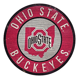 Fan Creations Ohio State Buckeyes Sign Wood 12 Inch Round State Design