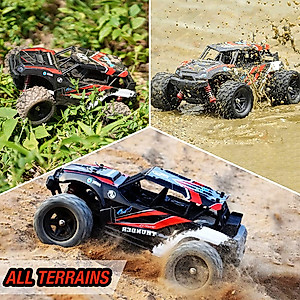 MaxTronic RC Cars,High Speed Remote Control Car for Adults,1:18 Scale 36 KM/H 4WD Off Road RC Monster Truck,All Terrain Electric Cars Two Rechargeable Batteries Included for Boys Girls