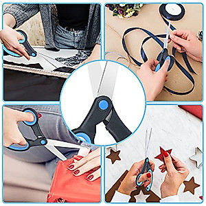 Left Handed Scissors, 8 Inch, Lefty Stainless Steel Sharp Blade Soft Comfort-Grip Handles Blunt Scissors for Adults School Student Kids(1 Pack)