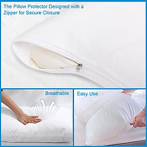 Shimeyao 24 Pcs Zippered Pillow Protectors Bulk Standard Bedding Pillow Cases Soft Breathable Cotton Sateen Dust Protection Covers White Cases for Home Hotel Rental (20 x 26 Inch)