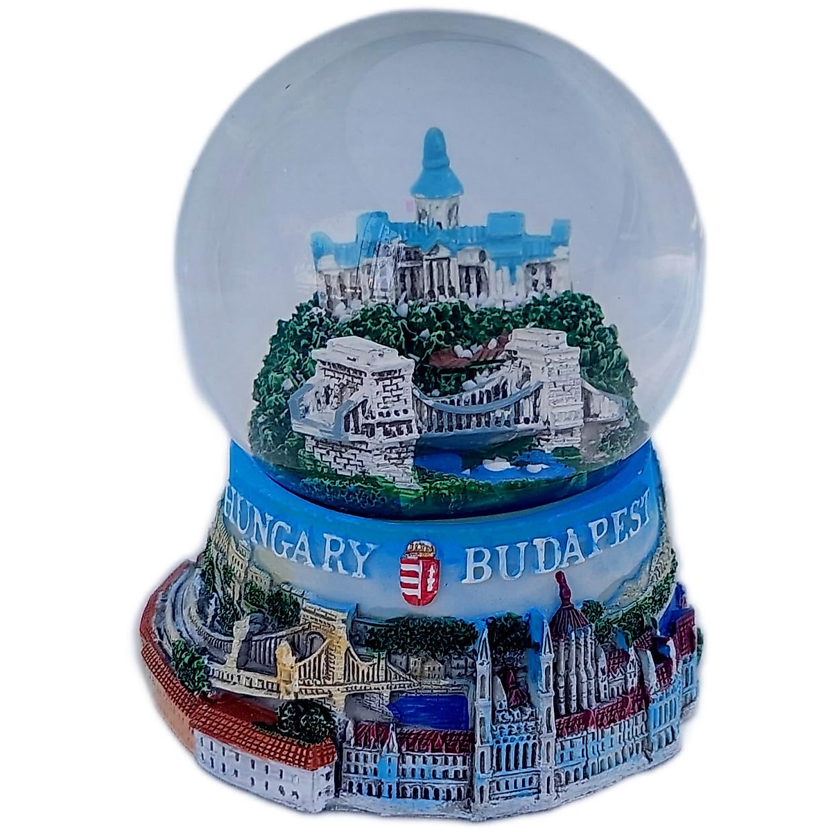 New Souvenir Snowdome Hungary Budapest Snowglobe Chain Bridge Buda Castle