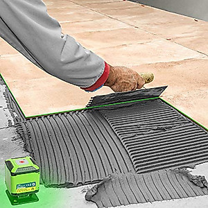 Laser Square Level Tile Laying - Huepar FL360G Floor Laser, Installation for Tile, Floor Alignment,Wallpaper 360-Degree Horizontal Line 130-Degree Vertical Line with Line-Switching Mode