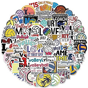 Volleyball Stickers 50PCS Sport Vinyl Stickers Waterproof for Laptop Water Bottles Volleyball helmet Scrapbook Luggage Sports Stickers Baseball Gifts Party Favors Baseball Stickers for Kids Teens Adults Boys Girls
